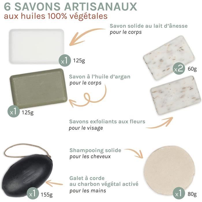 FLORES® – Coffret 6 Savons et Shampoing Solide BIO & Naturels – Corps ...