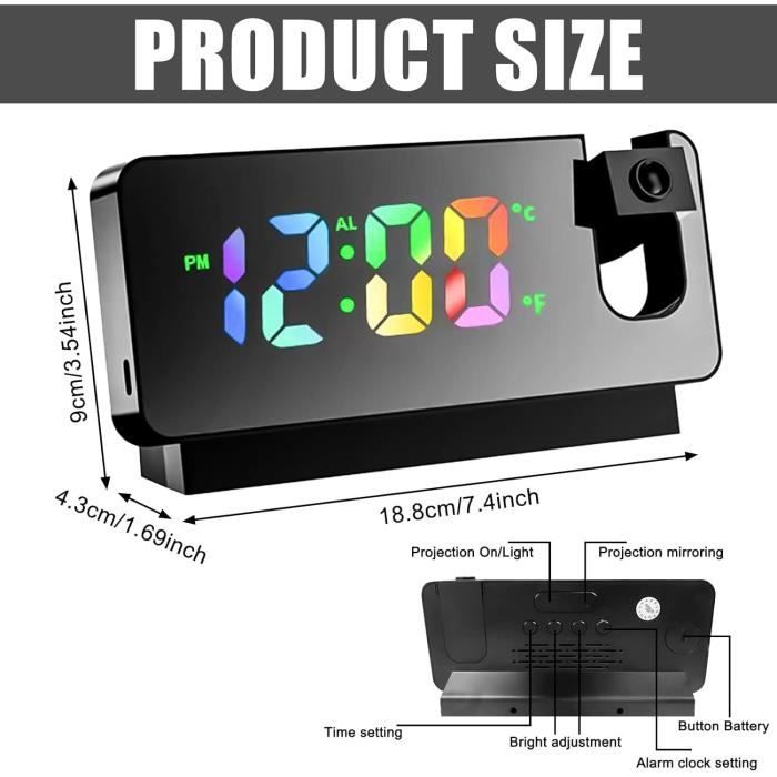 Reveil Projecteur Plafond, Radio Reveil Projection Plafond Miroir Avec ...