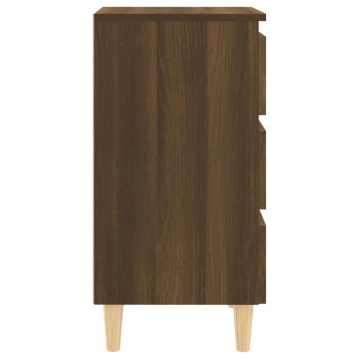 YID Table de chevet avec pieds en bois Chêne marron 40x35x69 cm ...