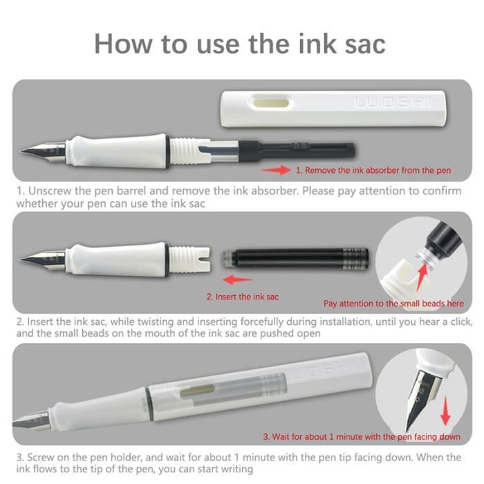 A7-Cartouche d'encre aste pour stylo plume, ensemble d'encre noir ...