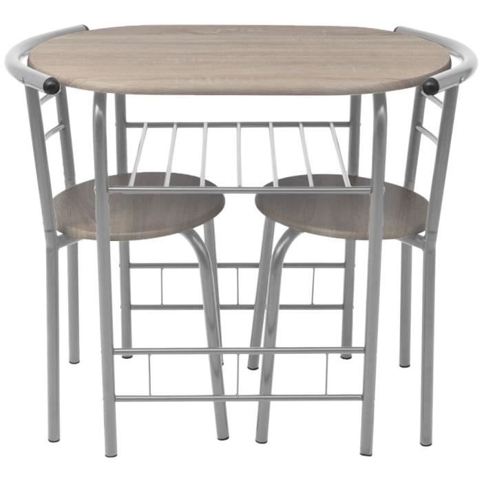 Ensemble table à manger 2 personnes + 2 chaises MDF - Style industriel ...