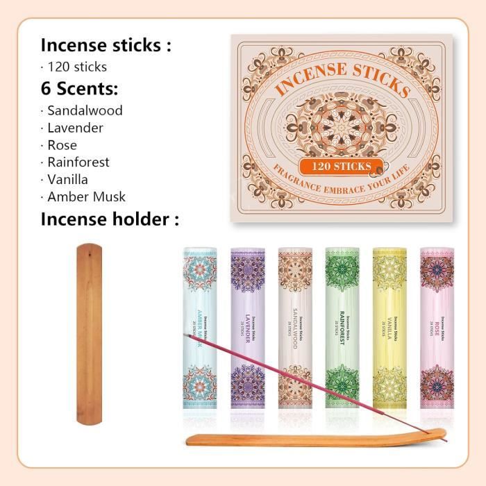 Encens Bâtonnets D'Encens Divers Parfums Avec Porte-Encens Coffret Cadeau Pour Femme Et Homme ...