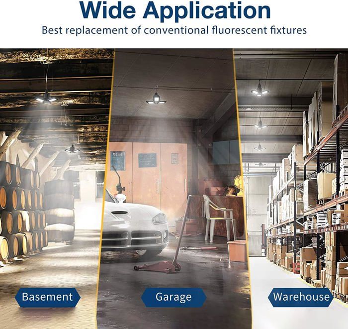 Lumière de garage LED 5000 lumens 6500K lumière du jour 50W, Trois ...