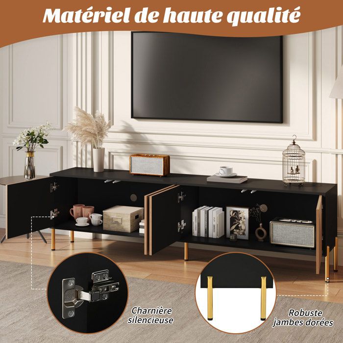 Meuble TV Design Colorblock 179 cm - Support TV Bas avec Panneau et ...