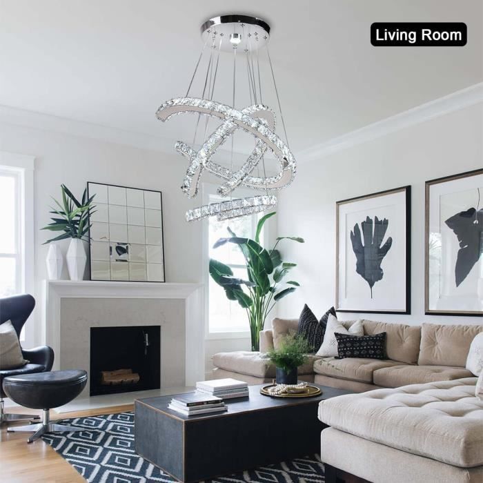 Lustre Moderne 3 Anneaux Lustre En Cristal Plafonnier Diy Forme ...