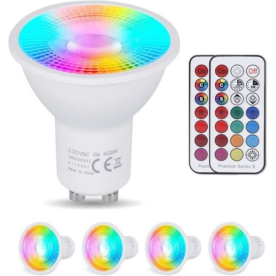 Ampoule Led Gu10 Blanc Chaud 6w 3000k Rgb Dimmable Ampoule Couleur