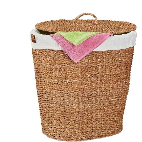Panier À Linge En Zostère, Sac Amovible En Coton, 50 L, Hxlxp : Env ...