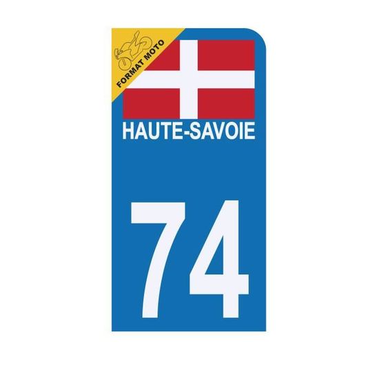 Autocollant Sticker Plaque d'immatriculation Moto - HADEXIA - 74 Croix de Savoie - Bleu - H 6 cm ...