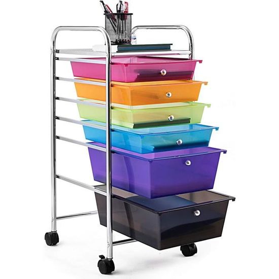 EAMADE Chariot de Rangement avec 6 Tiroirs,Tour de Rangement à Roulette ...
