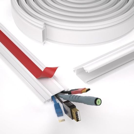 Gaine de cable blanche de 1 m, couverture de fil pour mur, rangement de ...