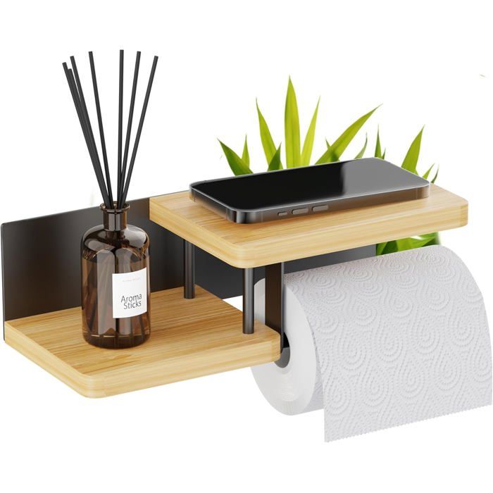 Support Papier Toilette Mural - avec ou sans Perçage- Distributeur ...