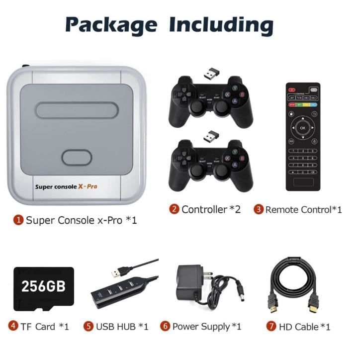Sans boîte - 256 Go - Console de jeu vidéo TV Box avec contrôleur de ...
