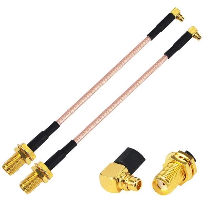 Câble SMA femelle vers fiche MMCX - 10 cm - Angle droit RG316 - Câble d'extension MMCX vers SMA ...