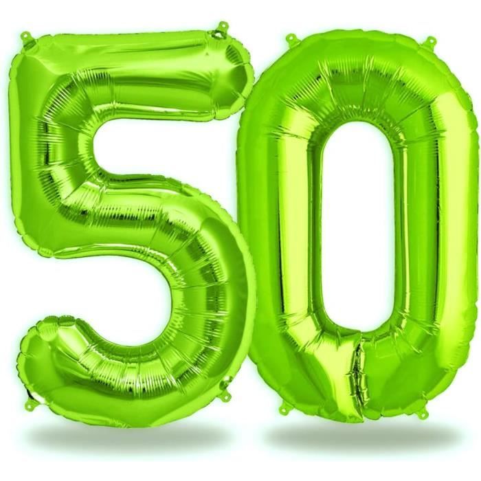 Ballon Decoration Anniversaire 50 An - Ballon Numéro 50 En Vert - Deco ...