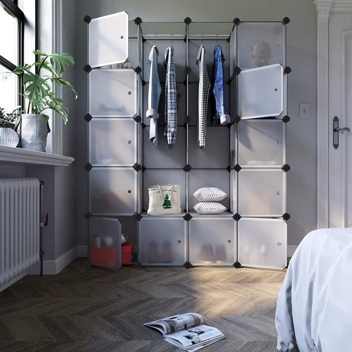 20 Cubes Penderie Modulable Ouverte Meuble Etagère DIY pour Vêtements ...