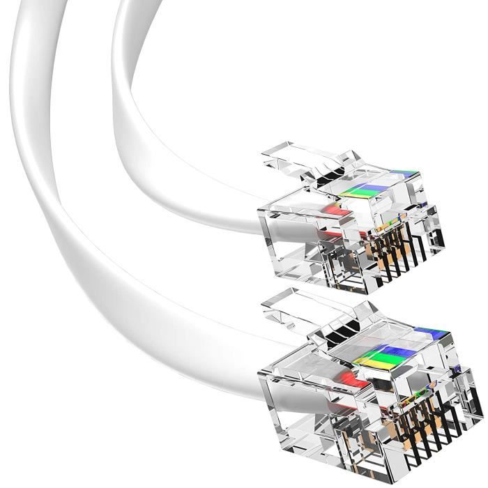 Câble RJ11 pour Téléphone Fixe et Câble Téléphone Fixe RJ11 à RJ11 ...