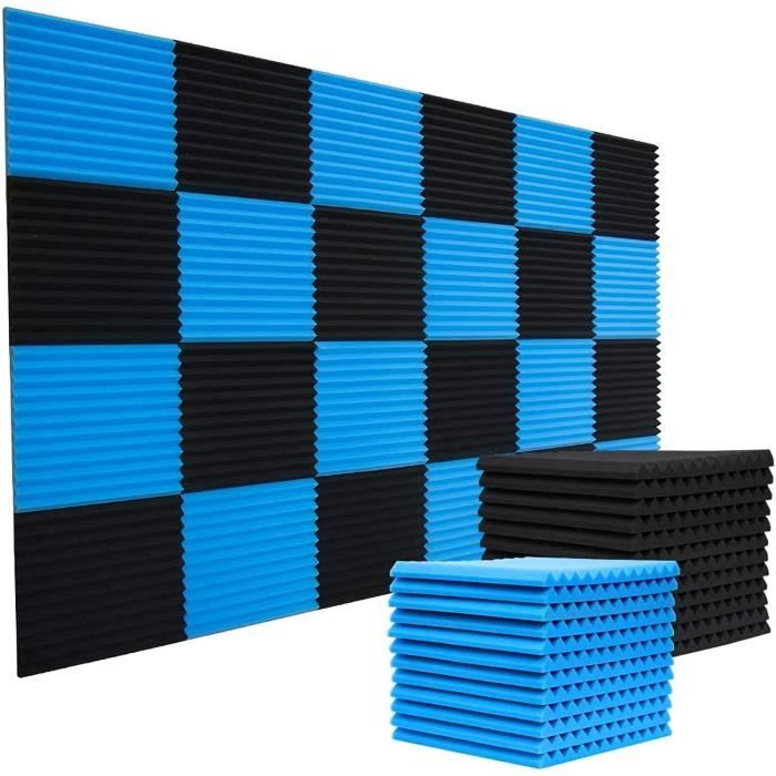 Noir-Bleu Panneaux de Mousse Acoustique,Panneaux Insonorisants,30x30x2 ...