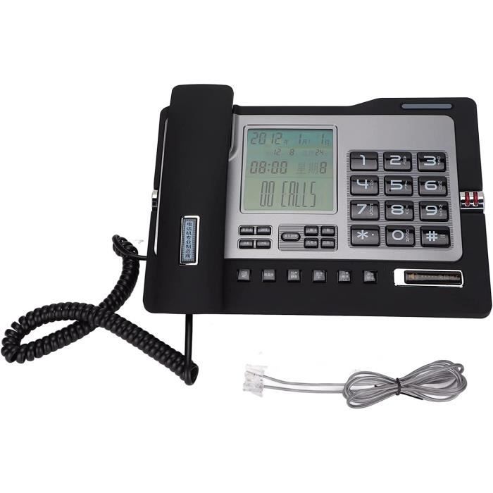 Téléphone Filaire, Téléphone de Bureau avec Touches Multifonctions et écran LCD, Identification ...
