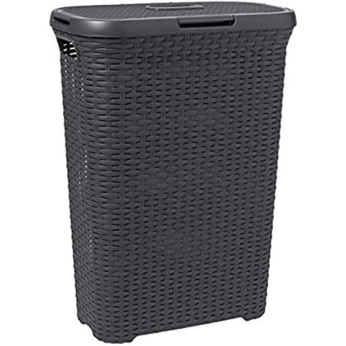 Coffre à Linge Style 40L Bac à Linge Sale avec Couvercle - Aspect Rotin ...