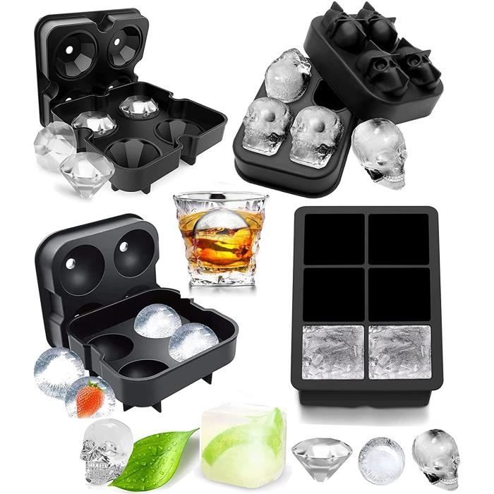 Set de 4 Bac Glacon Silicone, Moules à Glaçons Bacs À Démoulage Facile ...