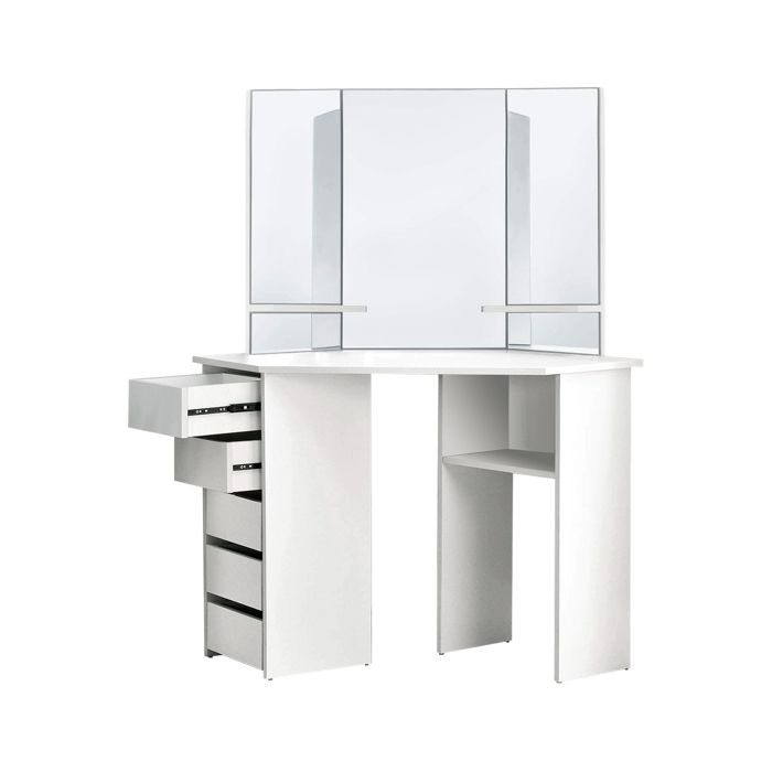 ML-Design Coiffeuse Moderne Blanc 110 x 141,5 x 54 cm avec 3 Miroirs, 5 ...