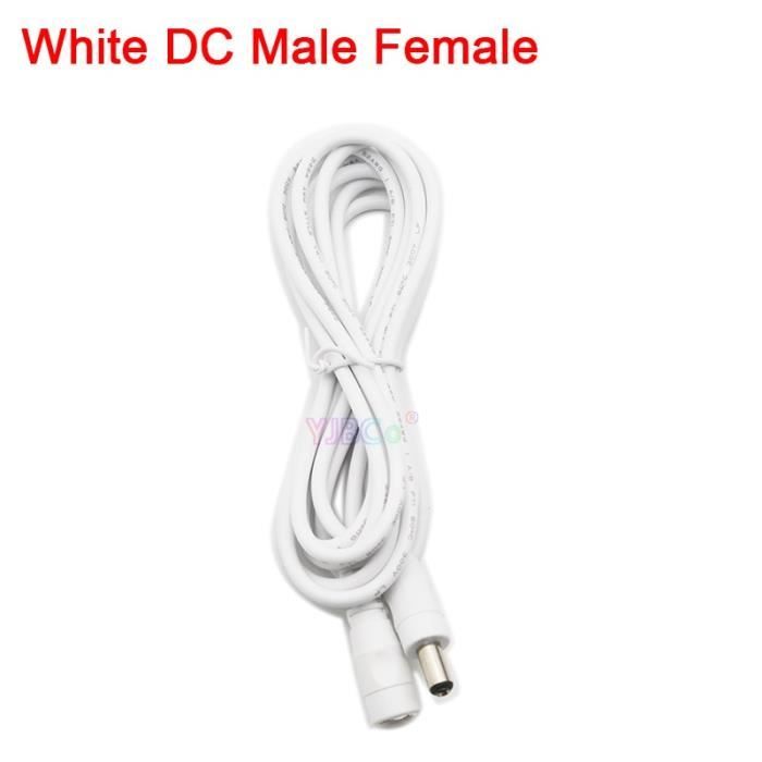 Femelle mâle blanche DC - 2m - Connecteur De Câble Cc, Prise D'alimentation Avec Fil D'extension ...