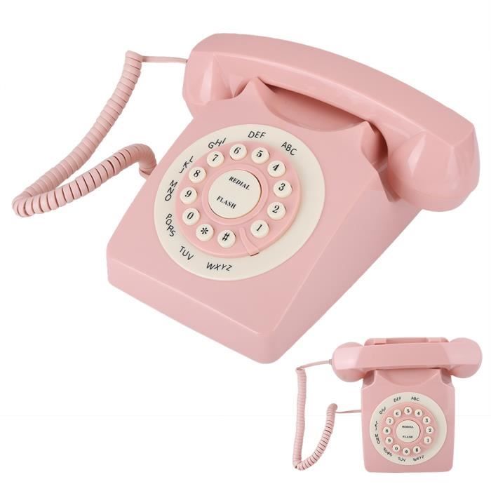 Téléphone fixe rétro, téléphone fixe rétro design avec base pour décor ...