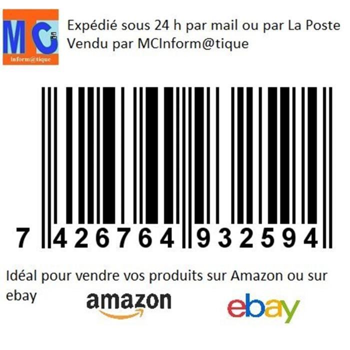 Lot de 5 codes barre (EAN13/UPC) pour vendre vos produits sur Amazon ou ebay ou cidsocunt ...