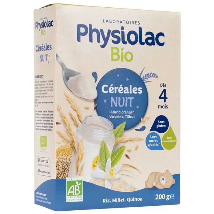 Physiolac Bio Céréales Nuit 200 g - Achat / Vente céréales bébé ...
