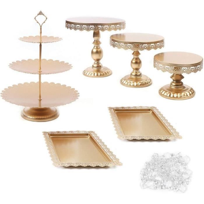 Support à Gâteau Lot de 6 présentoirs à Gâteaux doré en Métal, Support ...