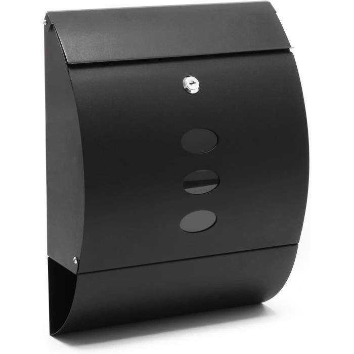 Boite aux Lettres Design V18 Boite Postale Murale Noire Compartiment ...