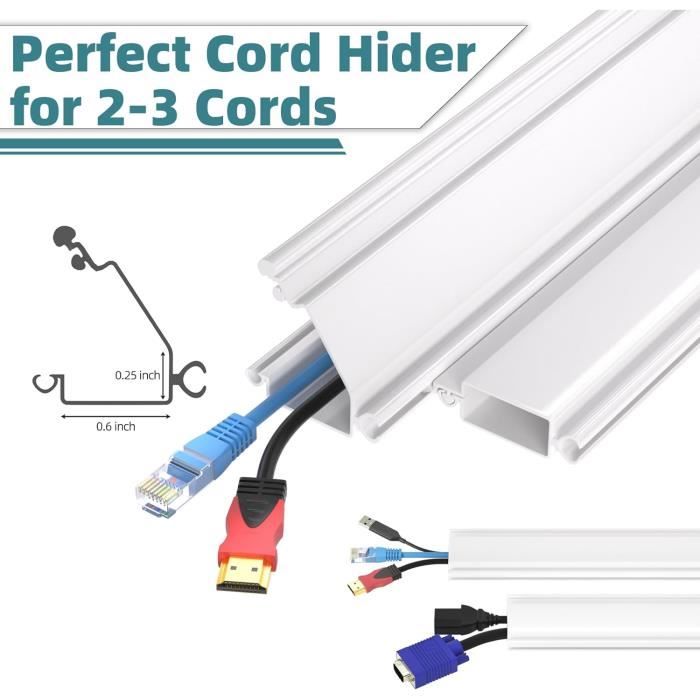 Gaine de cable blanche de 1 m, couverture de fil pour mur, rangement de ...