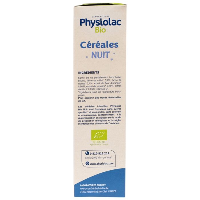 Physiolac Bio Céréales Nuit 200 g - Achat / Vente céréales bébé ...