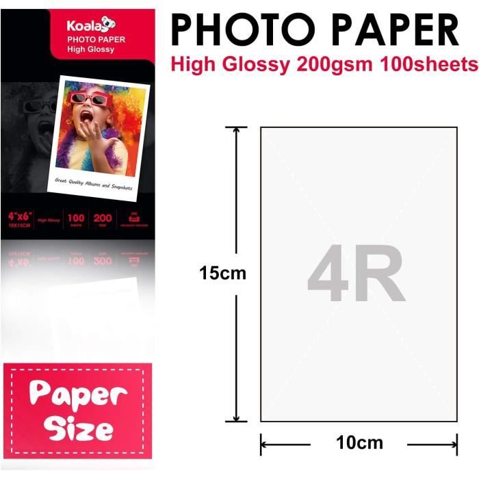 Papier Photo Jet D'Encre Brillant, 10X15 Cm, 200 G-M², 100 Feuilles, Pour Imprimante À Jet D ...