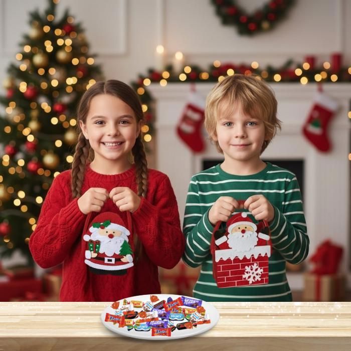 Panier Noël garni de 60 chocolats Kinder, Milka, Daim, Célébrations ...