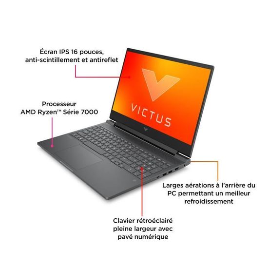 PC Portable Gamer HP Victus 16-s0019nf - 16,1" FHD 144Hz - Ryzen 7 ...