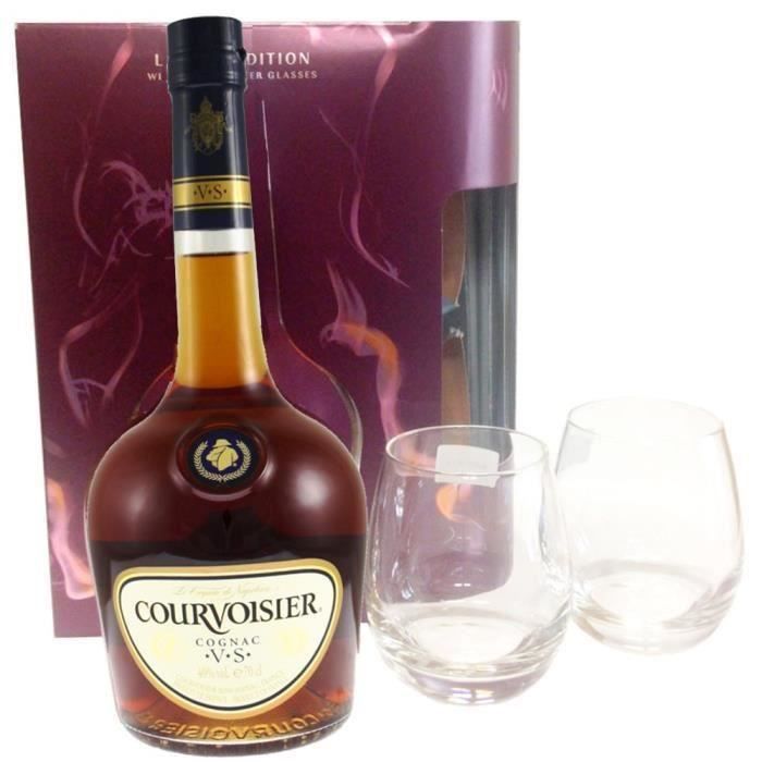 Coffret Cognac Courvoisier VS 70cl 40° 2 verres - La cave Cdiscount