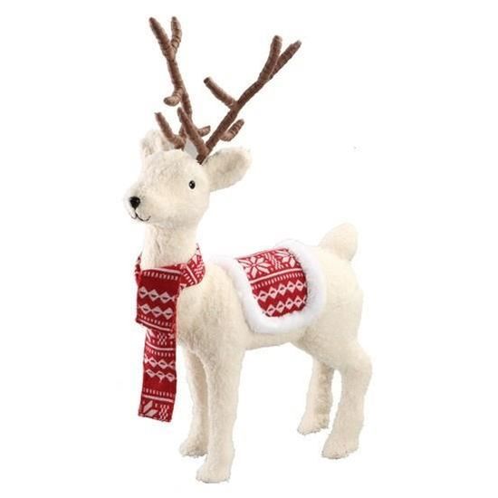 Renne blanc debout avec écharpe rouge - Cdiscount Maison