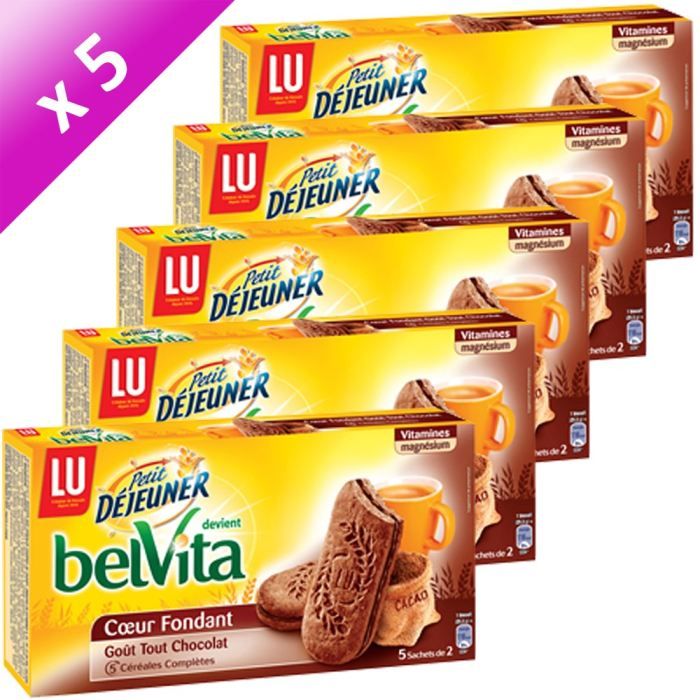 BELVITA Cœur Fondant Tout Chocolat 253g (x5) - Cdiscount Au quotidien