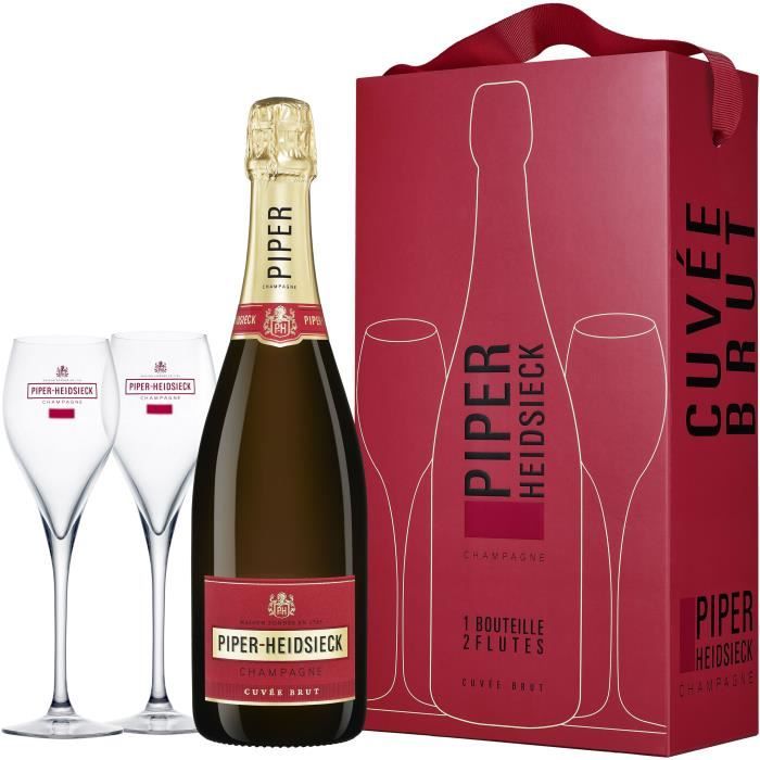 Champagne Piper Heidsieck Cuvée Brut Coffret 2 flûtes Brut - 75 cl - La ...