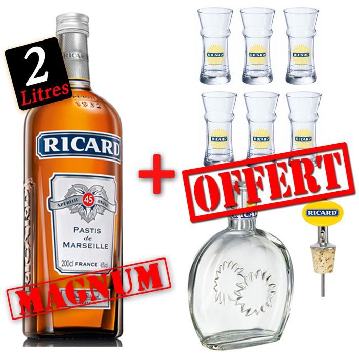 Ricard 2011 Magnum 2L + pack apéro - La cave Cdiscount