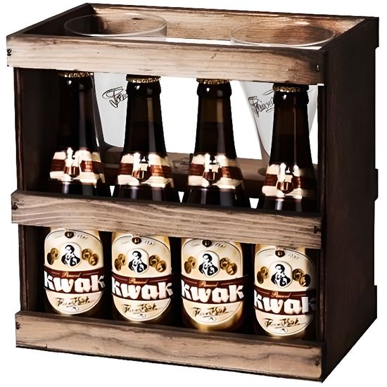 BRASSERIE BOSTEELS Coffret bois Pauwel Kwak 4 Bières Ambrées - 33 cl + 2 verres - La cave Cdiscount