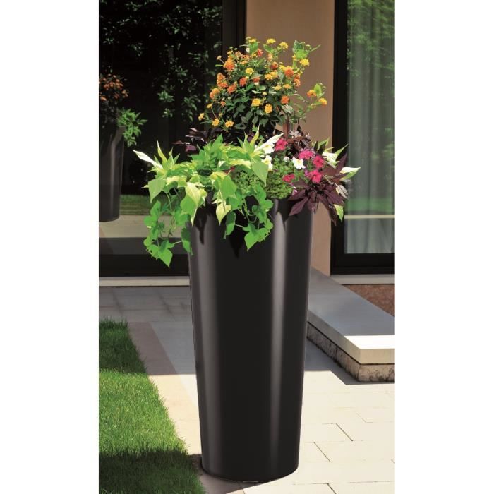 COSMOS Pot brillant hauteur 85 cm diamètre 38 cm noir - Cdiscount Jardin