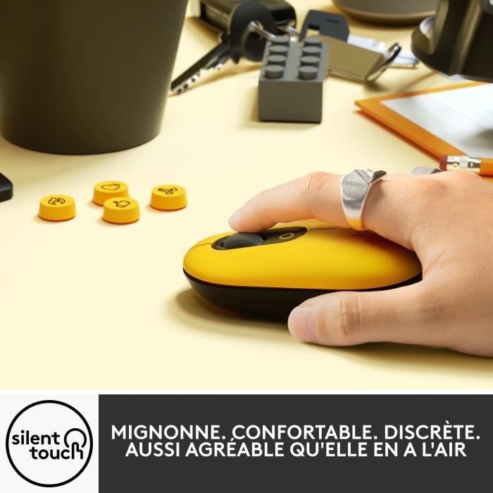 Souris - Sans fil - Logitech - Pop Mouse - avec Emoji - Jaune ...