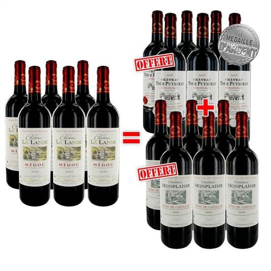 Coffret 18 bouteilles de vins de Bordeaux 6 acheté - La cave Cdiscount