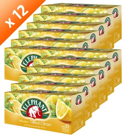 ELEPHANT Infusion tilleul citron (x12) - Cdiscount Au quotidien