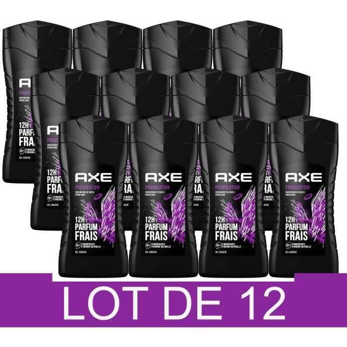 Gel Douche Homme - AXE - Provocation - 12h - Parfum frais - Lot de 250ml x 12 soit 3L ...