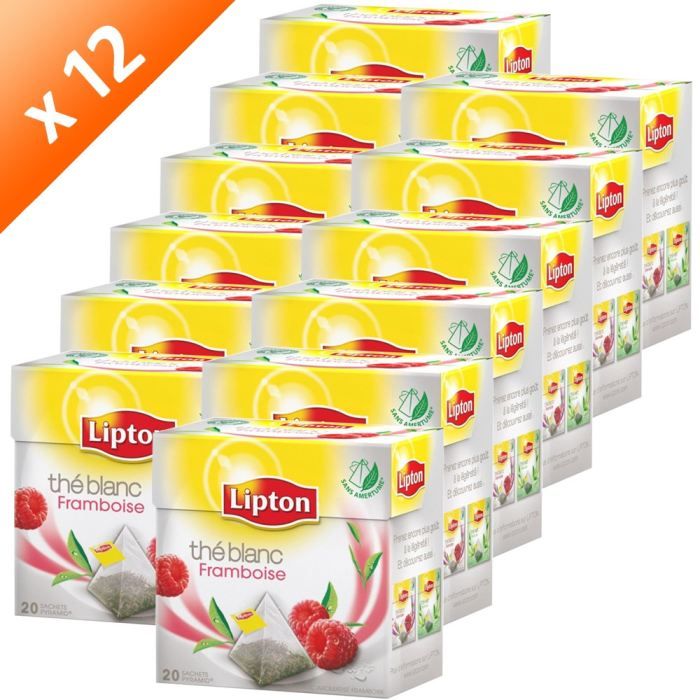 LIPTON Thé Blanc Framboise 20 sachets (x12) - Cdiscount Au quotidien