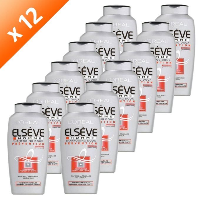 ELSEVE Shampoing Homme Prévention 250ml (x12) - Cdiscount Au quotidien