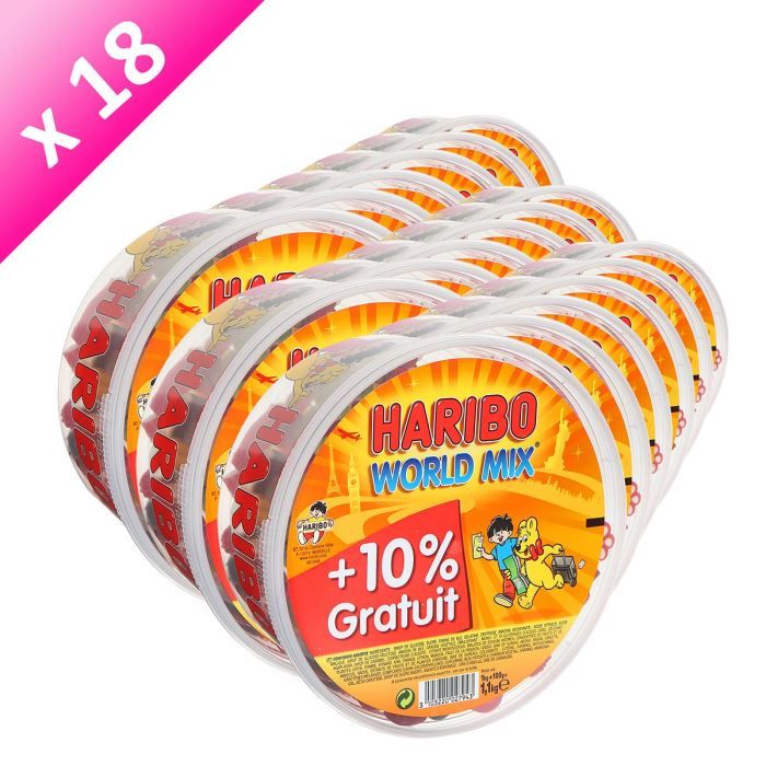 HARIBO World Mix 1kg +10%gratuit (x18) - Cdiscount Au quotidien